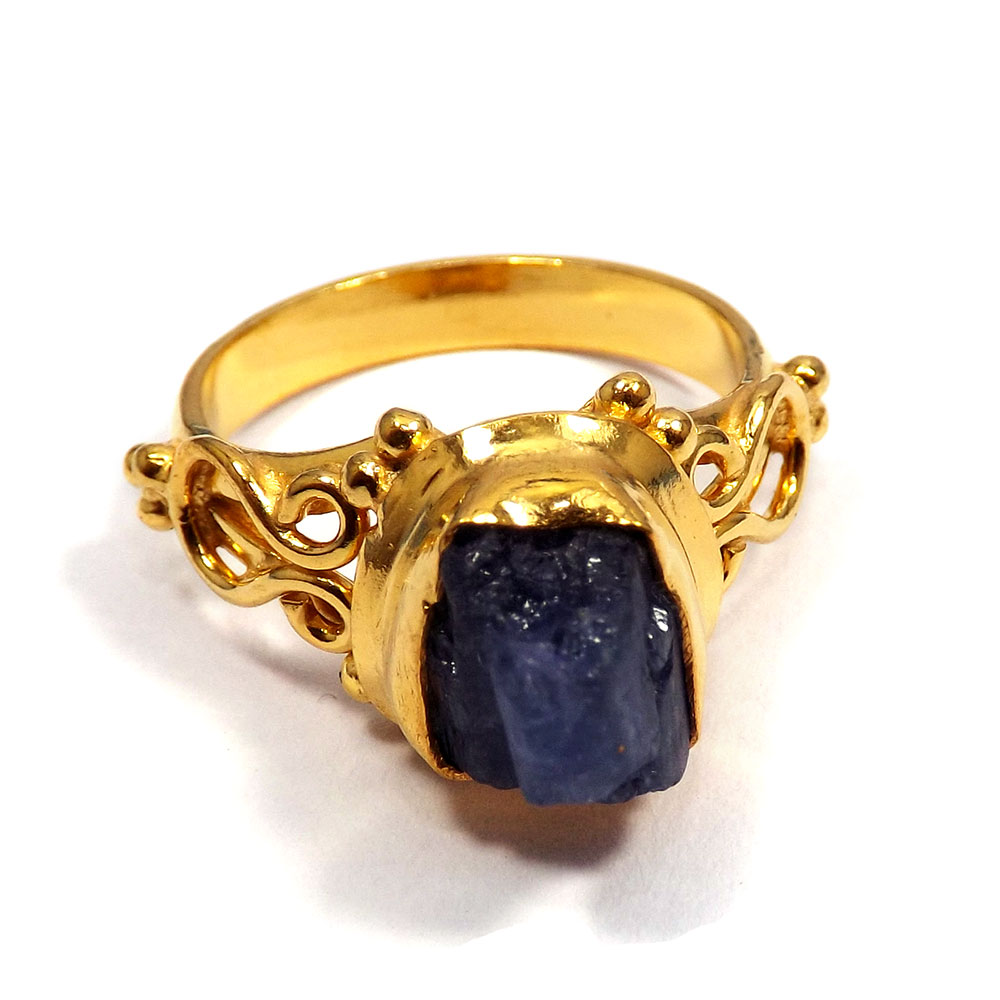 Tanzanite Rough - C BRR905 - Natural Rough Gemstone Gold Plated Brass ...