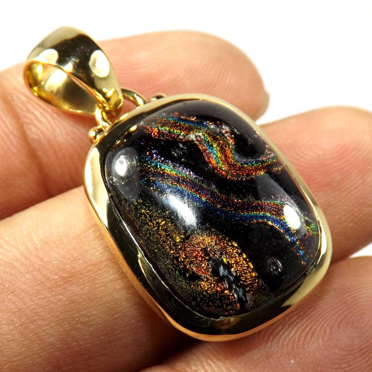 Dichroic Glass Cab C - PSB934-Gorgeous Dichroic Glass Gemstone Made In ...