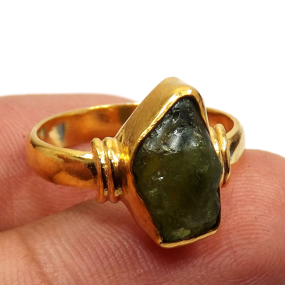 Peridot Rough C - BDR999-Genuine Rough Gemstone Brass Gold Plated Plain ...